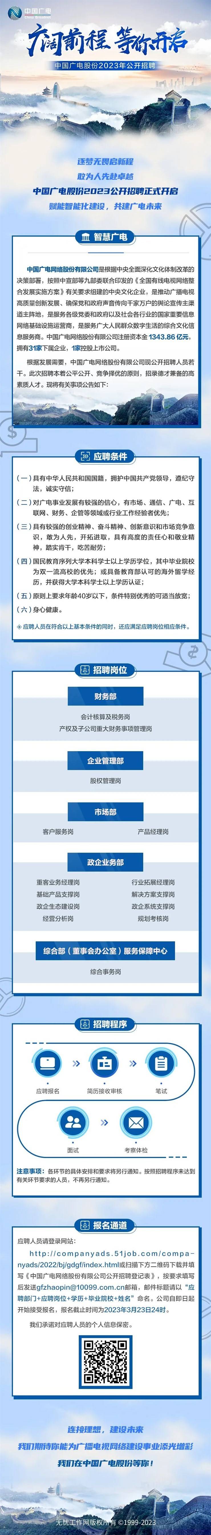 2023招聘中国广电股份公司招聘信息应届生求职网